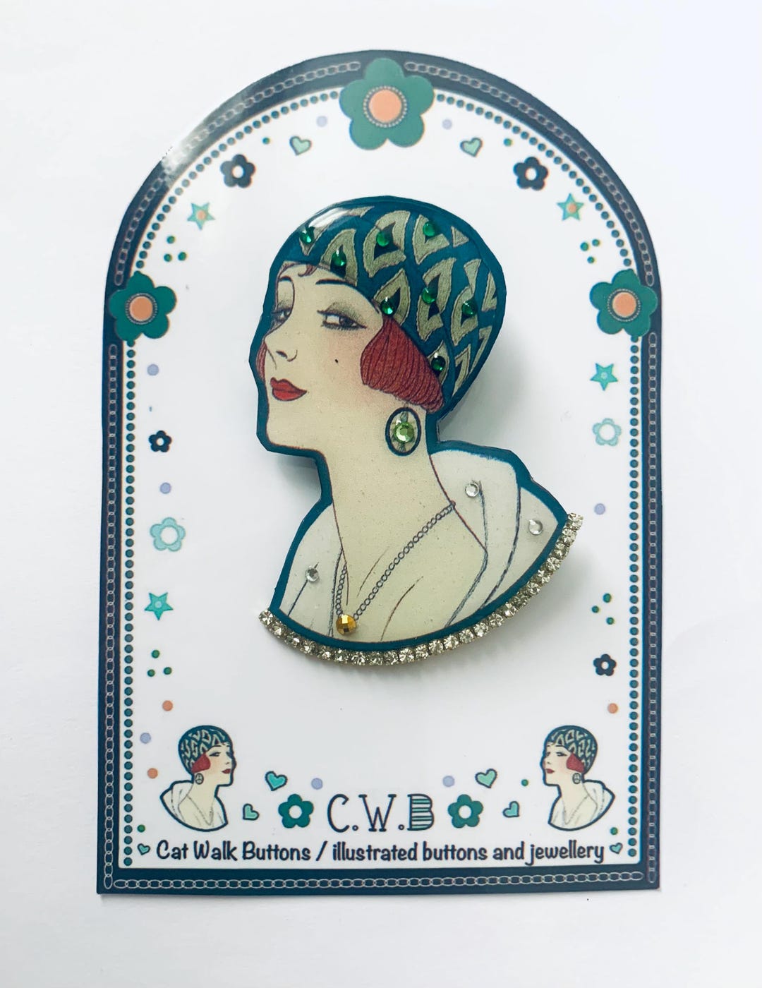 Art Deco Lady Inspired Brooch , Charleston , Flapper Girl, Unique ...