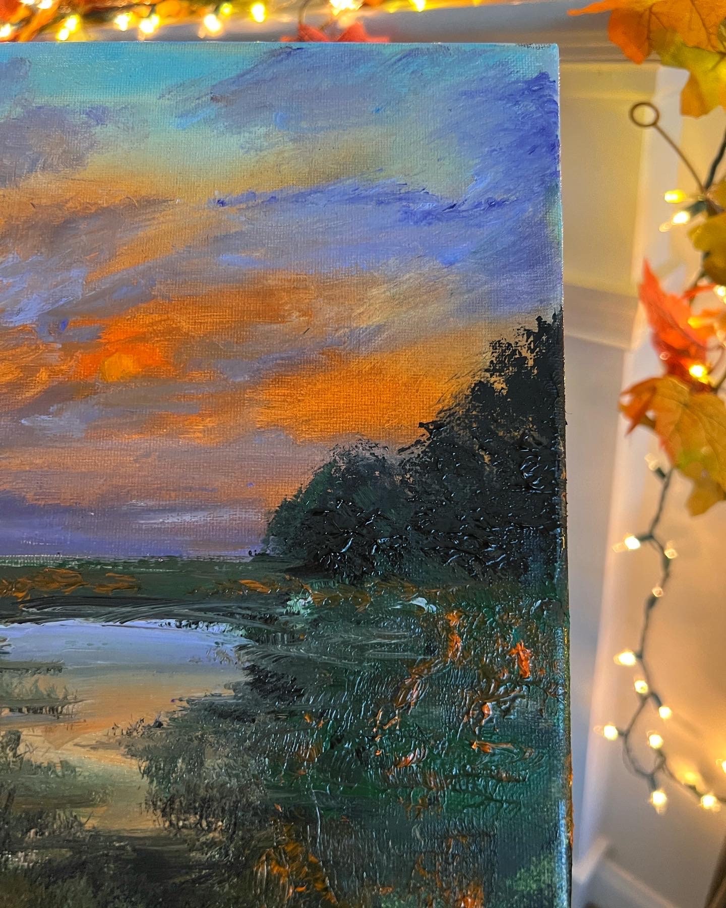 Original Marsh Oil Painting, Impressionist Artwork, Original Sunset ...