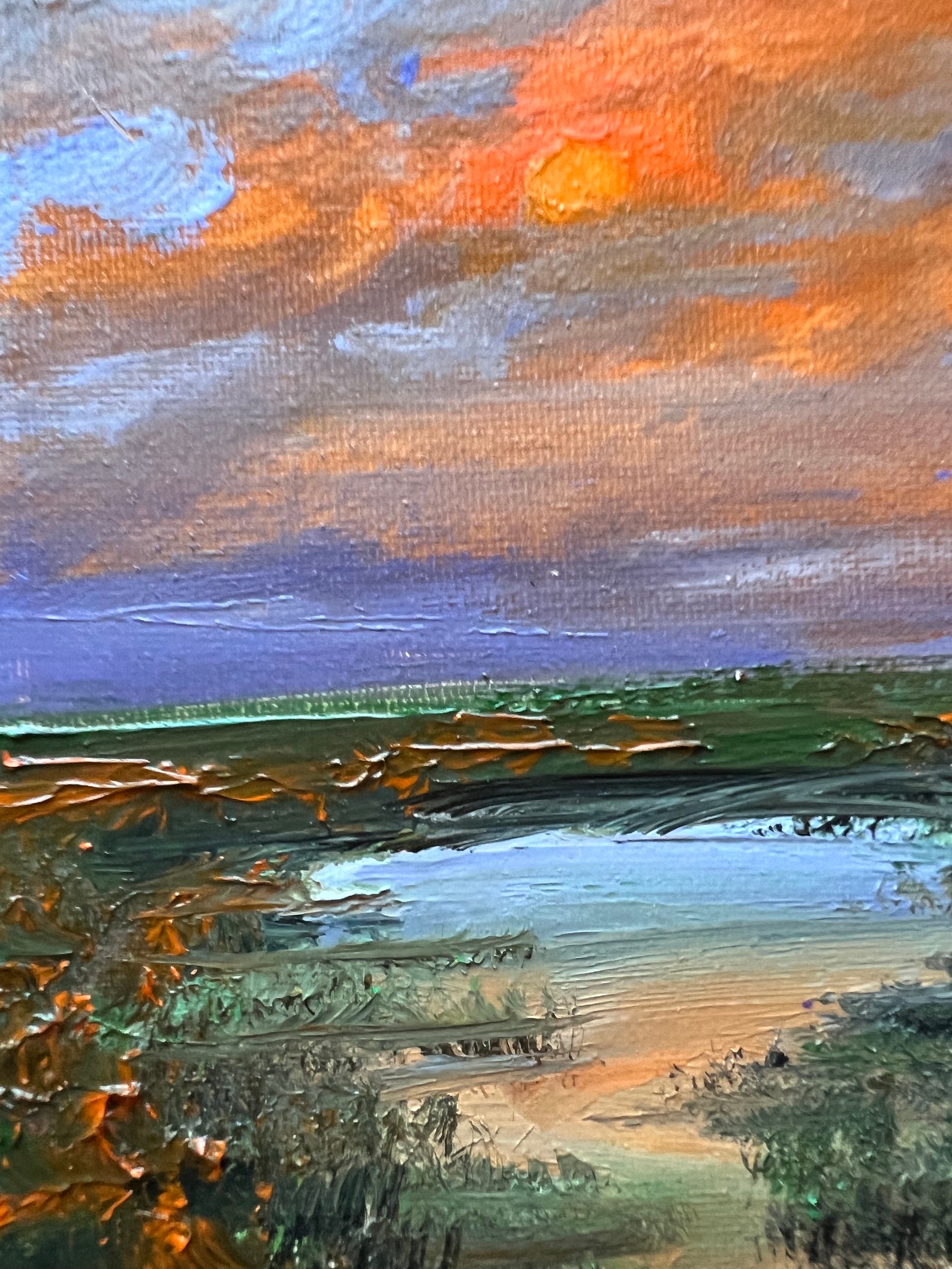 Original Marsh Oil Painting, Impressionist Artwork, Original Sunset ...