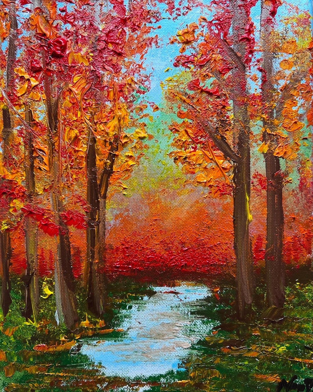 River Landscape Painting Original Oil Painting on Canvas Autumn ...