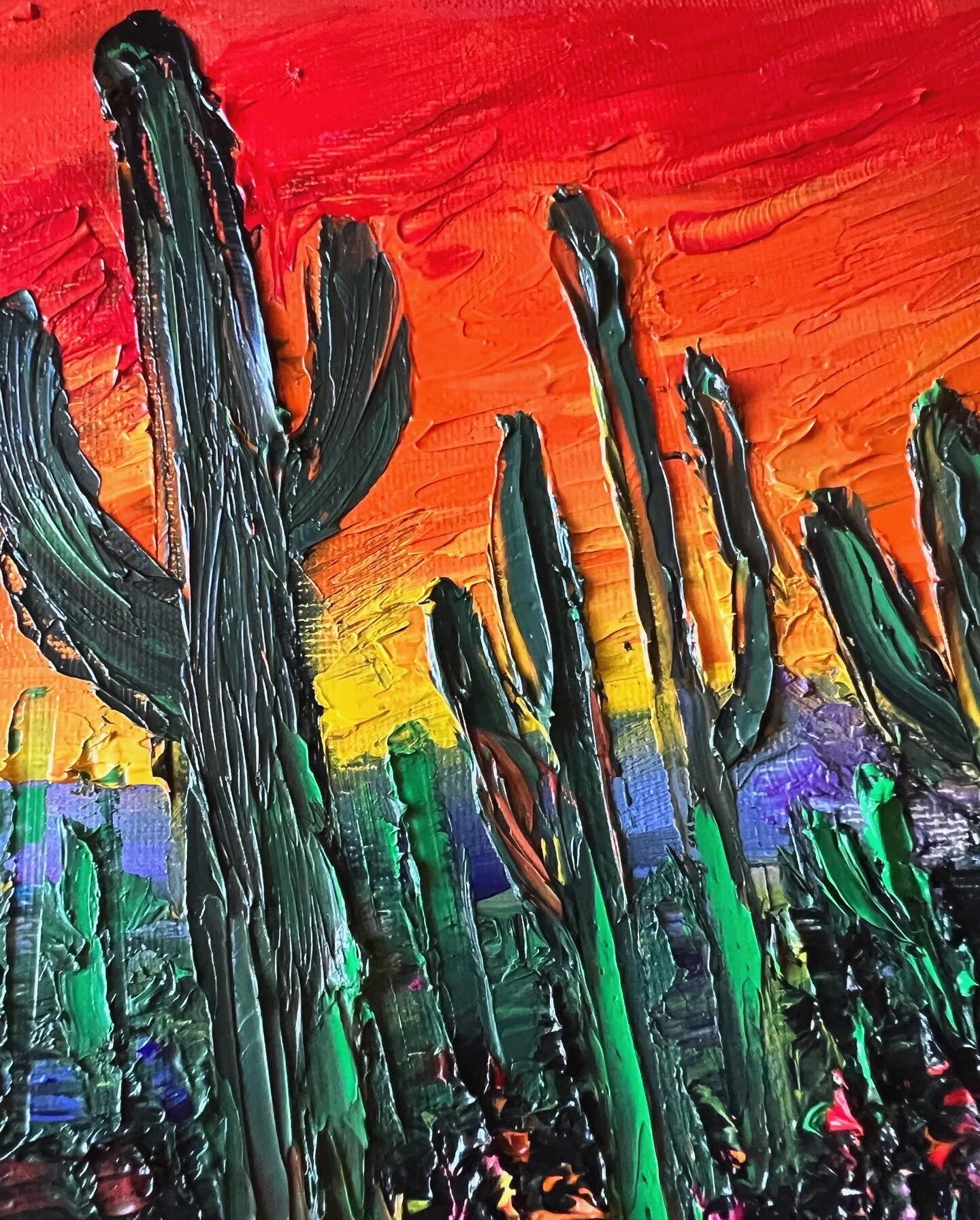 Cactus Painting on Canvas Original Art Floral Art Flowers - Etsy