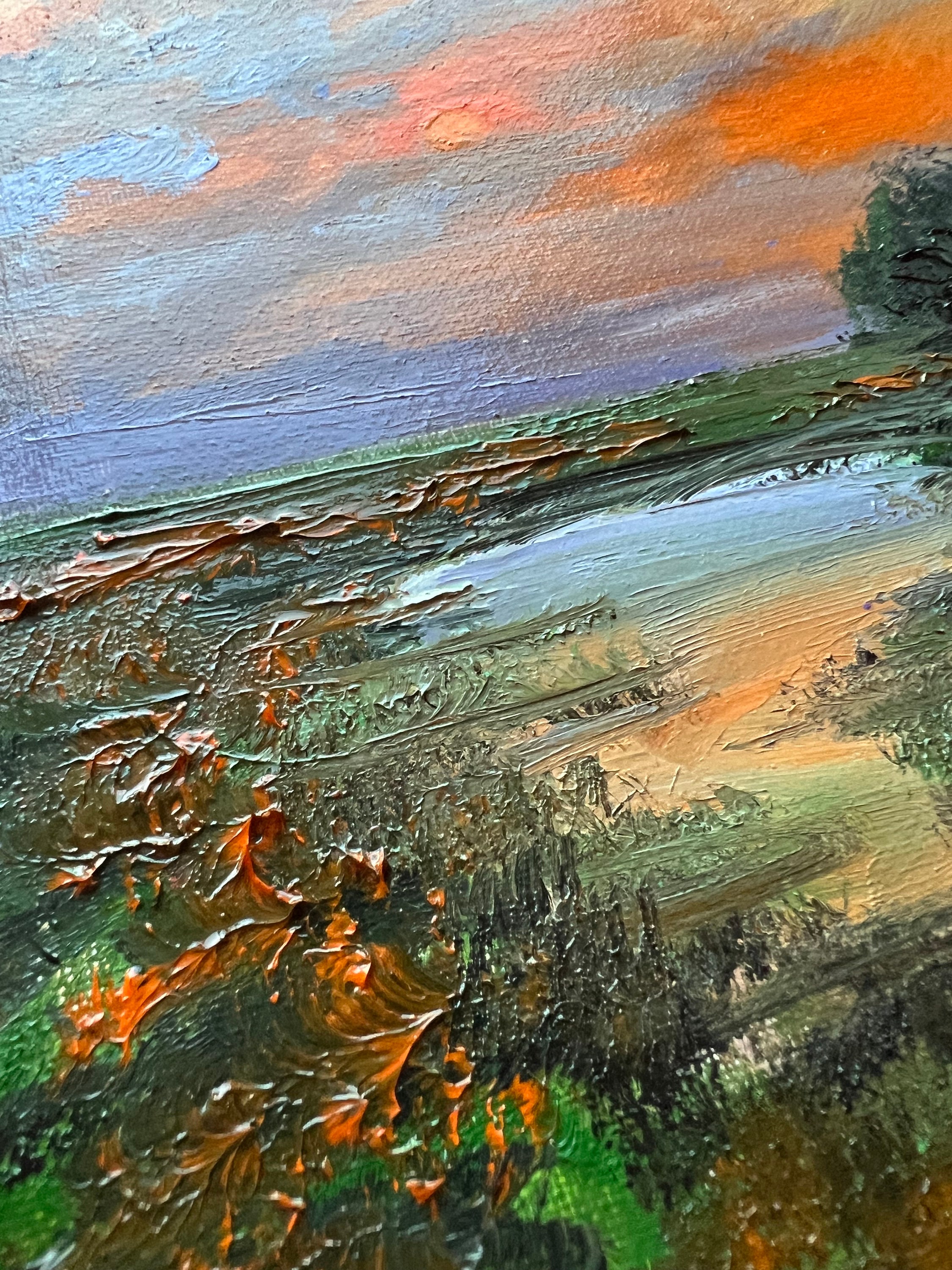 Original Marsh Oil Painting, Impressionist Artwork, Original Sunset ...