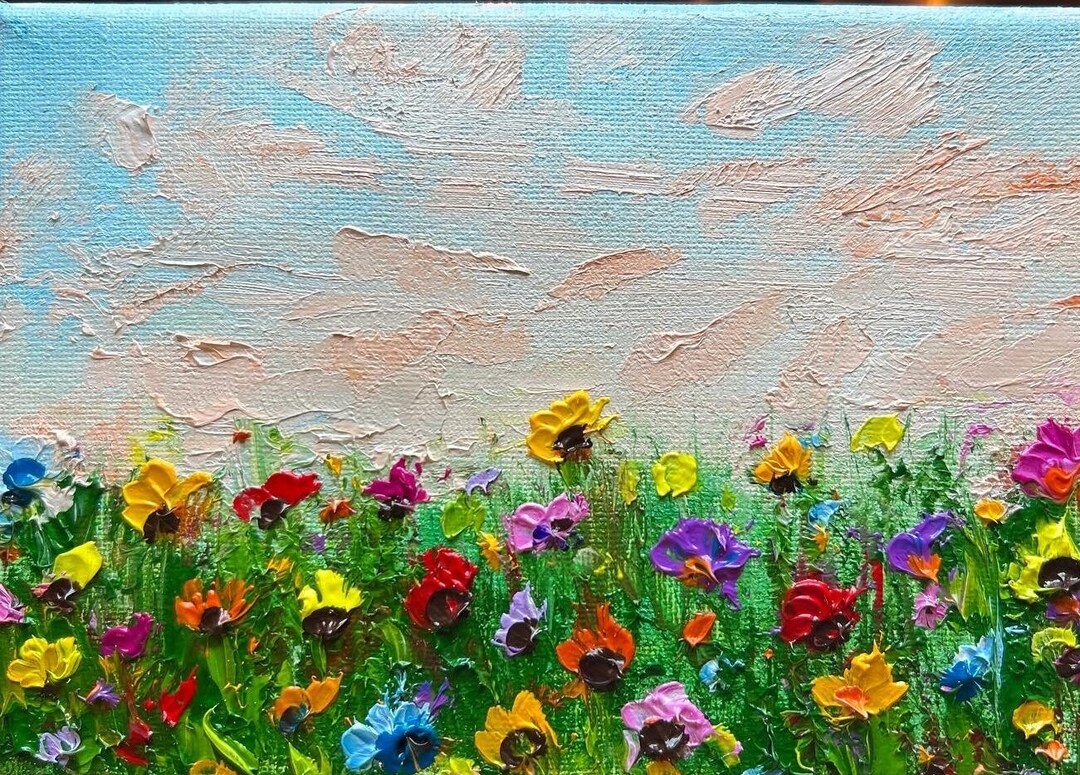 Custom Bright Tulip Oil Painting Impasto Painting , Tulip Original ...