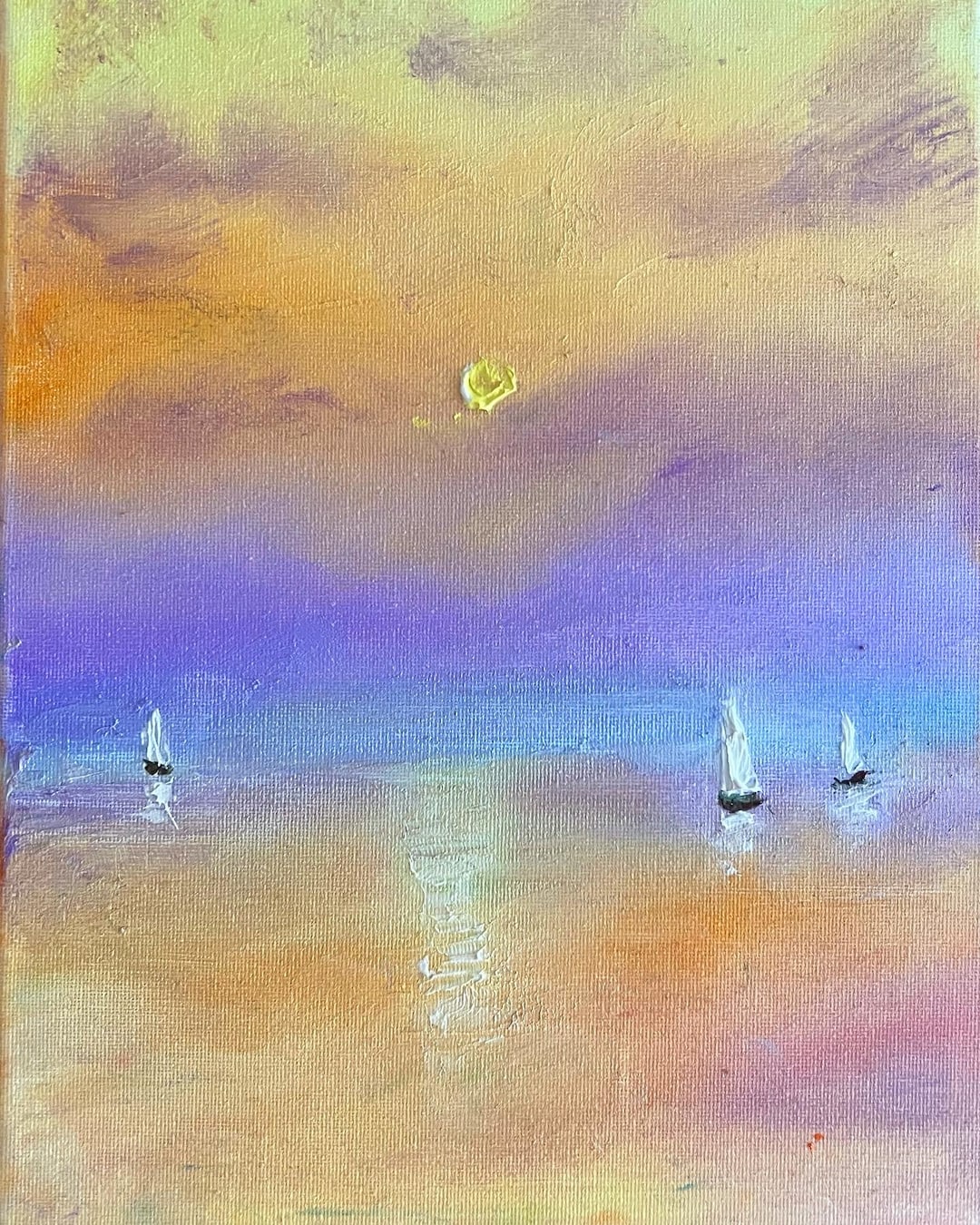 Abstract Sunset Ocean Oil Painting on Canvas, Original Custom Modern ...