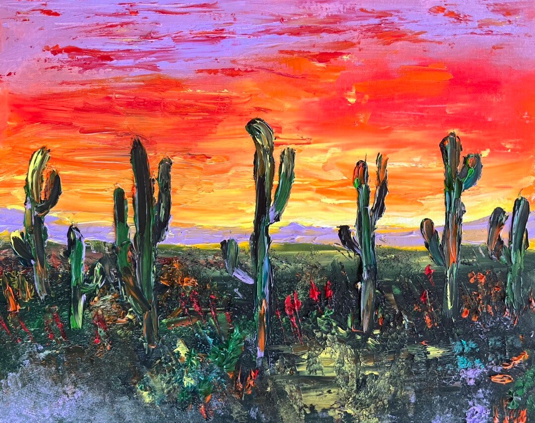 Original Oil Painting of Cacti, Cactus Art, Oil Painting, Cactus Wall ...
