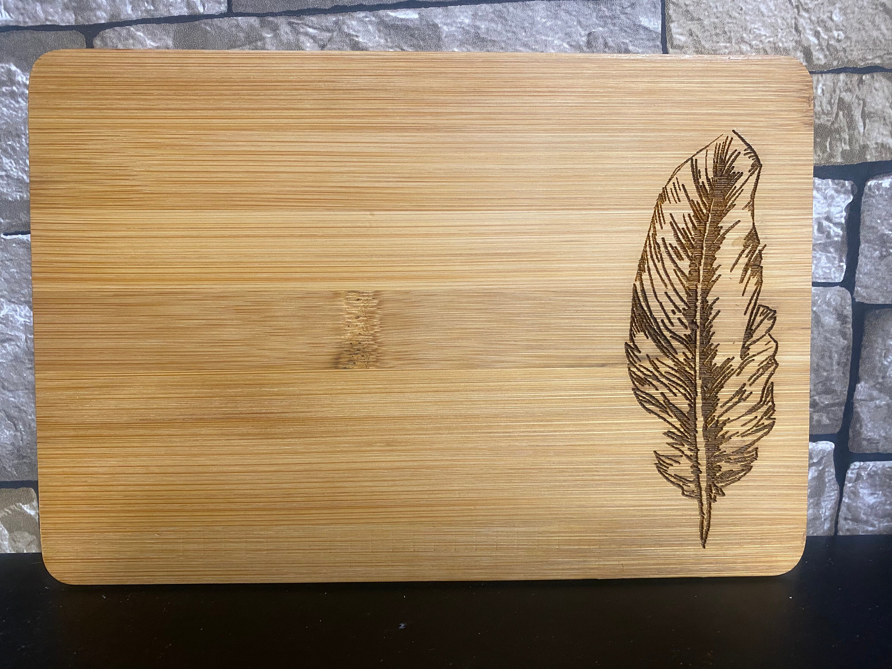 Feather Bamboo Cutting Board Laser Engraved - Etsy UK