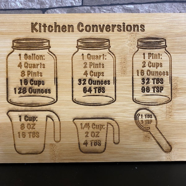 Measuring Conversion Cutting Board - Etsy
