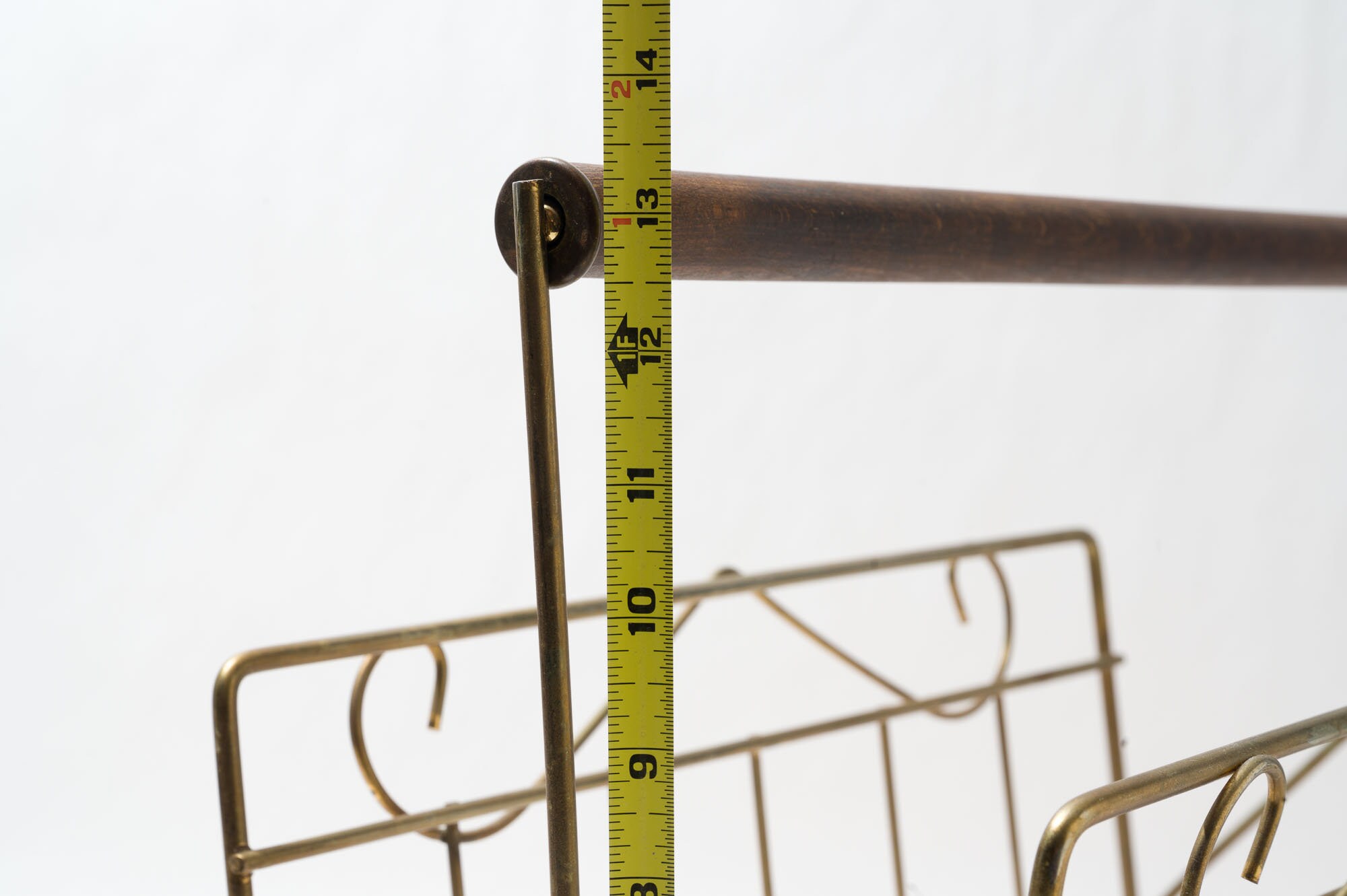 Retro Wire Magazine Rack With Wood Handle, Vintage Mid Century ...