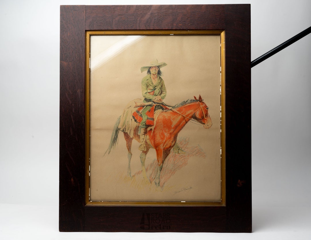 Antique Chromolithograph, Frederic Remington, Old Ramon, From "a Bunch ...