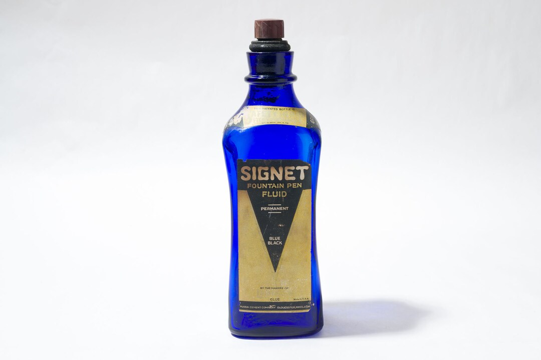 Vintage Signet Fountain Pen Ink Bottle, Cobalt, 8 1/2" Tall, Blue ...