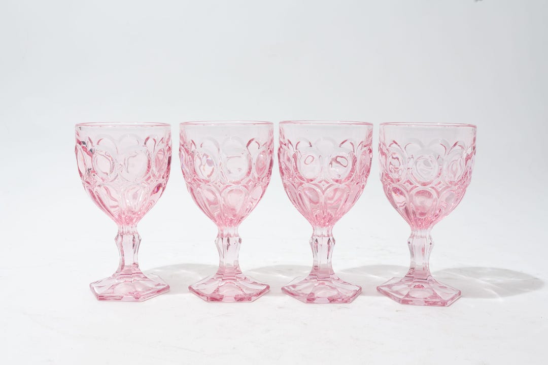 Vintage Pink Glass Goblets, Fostoria, Moonstone, 5 1/4 Inches, SOLD ...