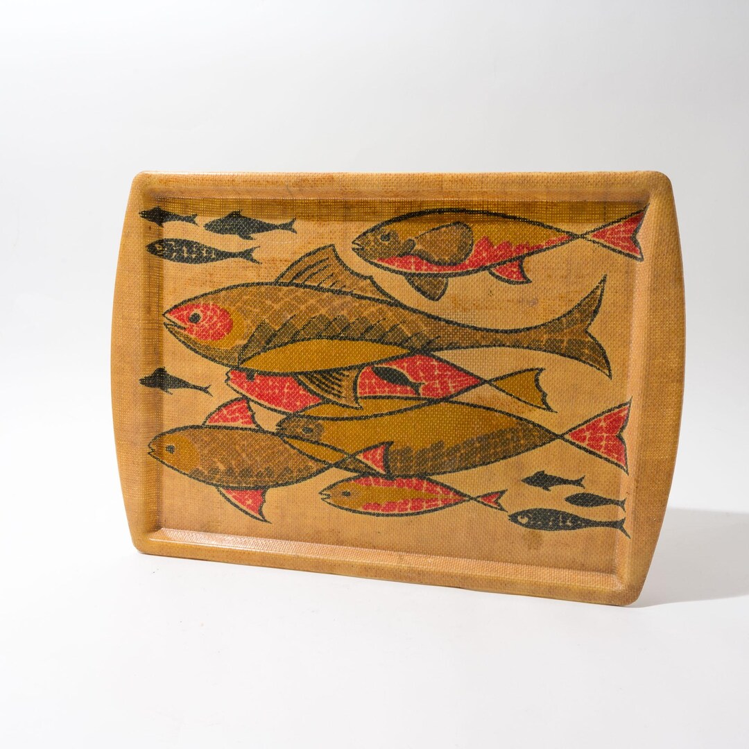 Vintage Fish Serving Tray, Fiberglass Tray With Fish Graphics - Etsy