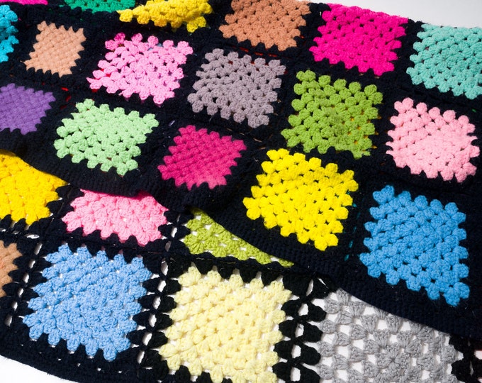 Vintage Granny Square Throw, Crochet, 46 X 52 - Etsy