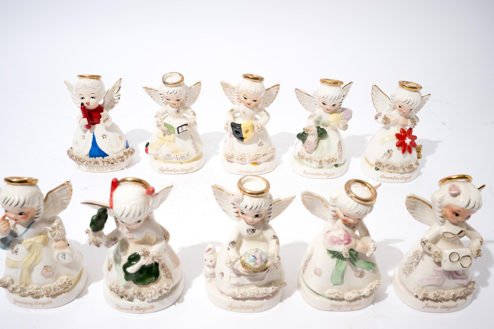 Vintage Birthday Angel Figurines, Angel of the Month, NAPCO, SOLD ...