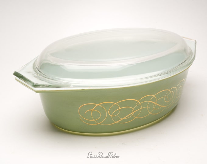 Vintage Pyrex, Sage Scroll, Golden Scroll Casserole, 045, Sage, Green ...