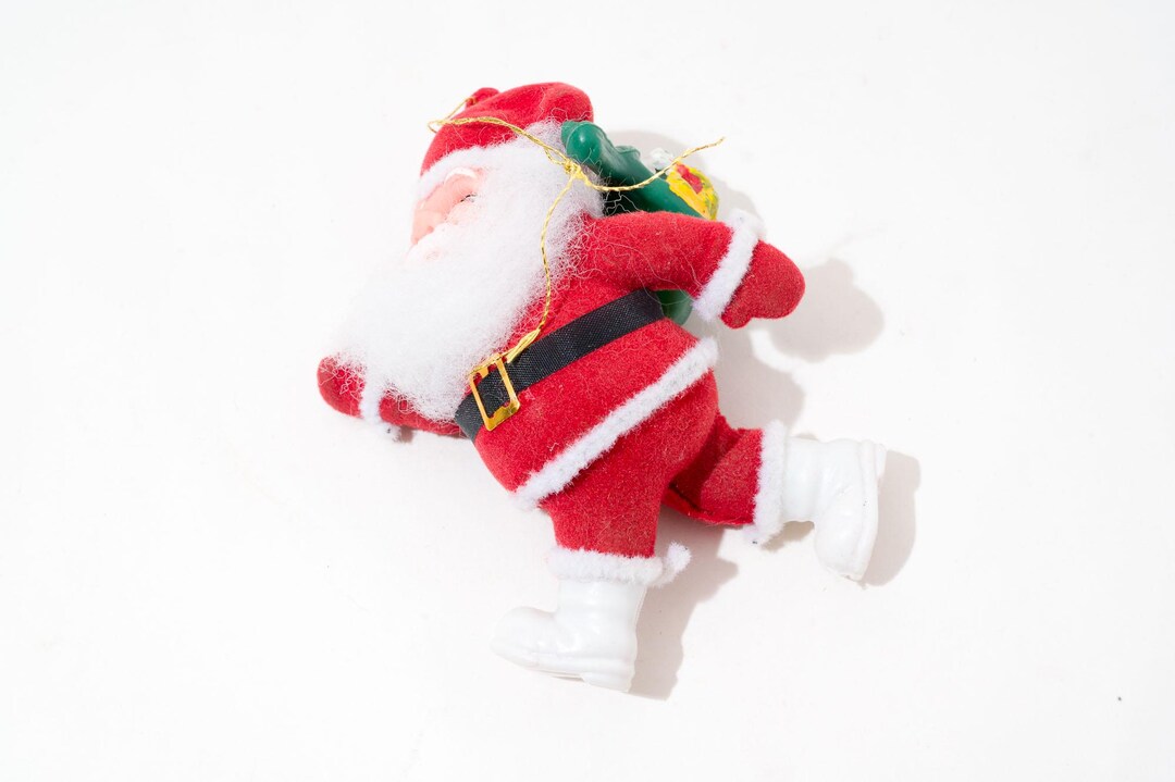 Vintage Flocked Santa Ornament, Vintage Christmas, AS IS - Etsy