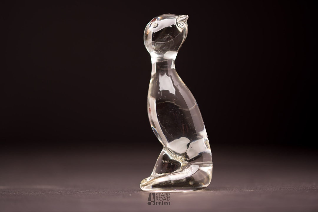 Art Glass Cat Figurine Clear - Etsy
