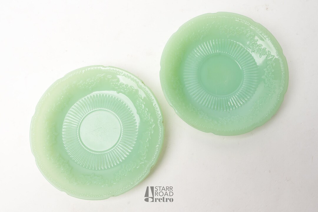 Vintage Jadeite Fire King, Alice Pattern, Saucers, Set of Two, Mid ...