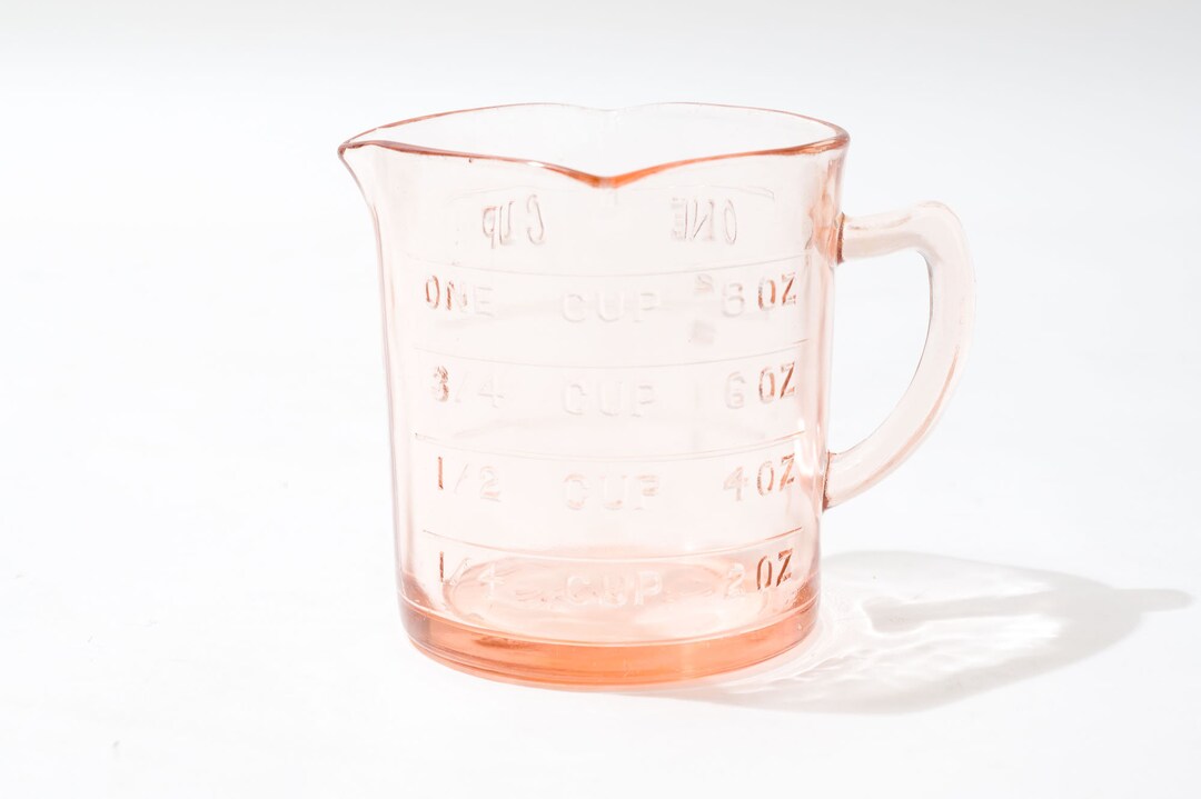 Vintage Kellogs Measuring Cup, Pink Depression Glass, Three Spout ...