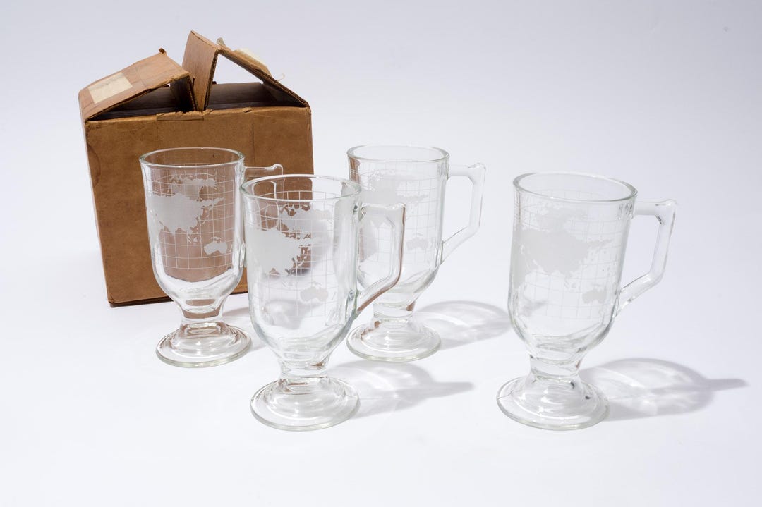 Vintage Nescafe World Mugs, Globe Pattern, Footed, Set of Four - Etsy