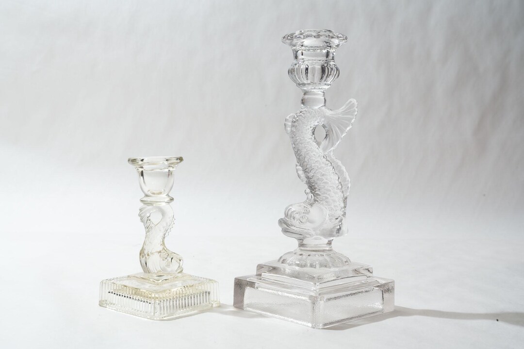 Koi Fish Candlestick Holders, Sold Individually, Clear Glass, 9", 5 ...