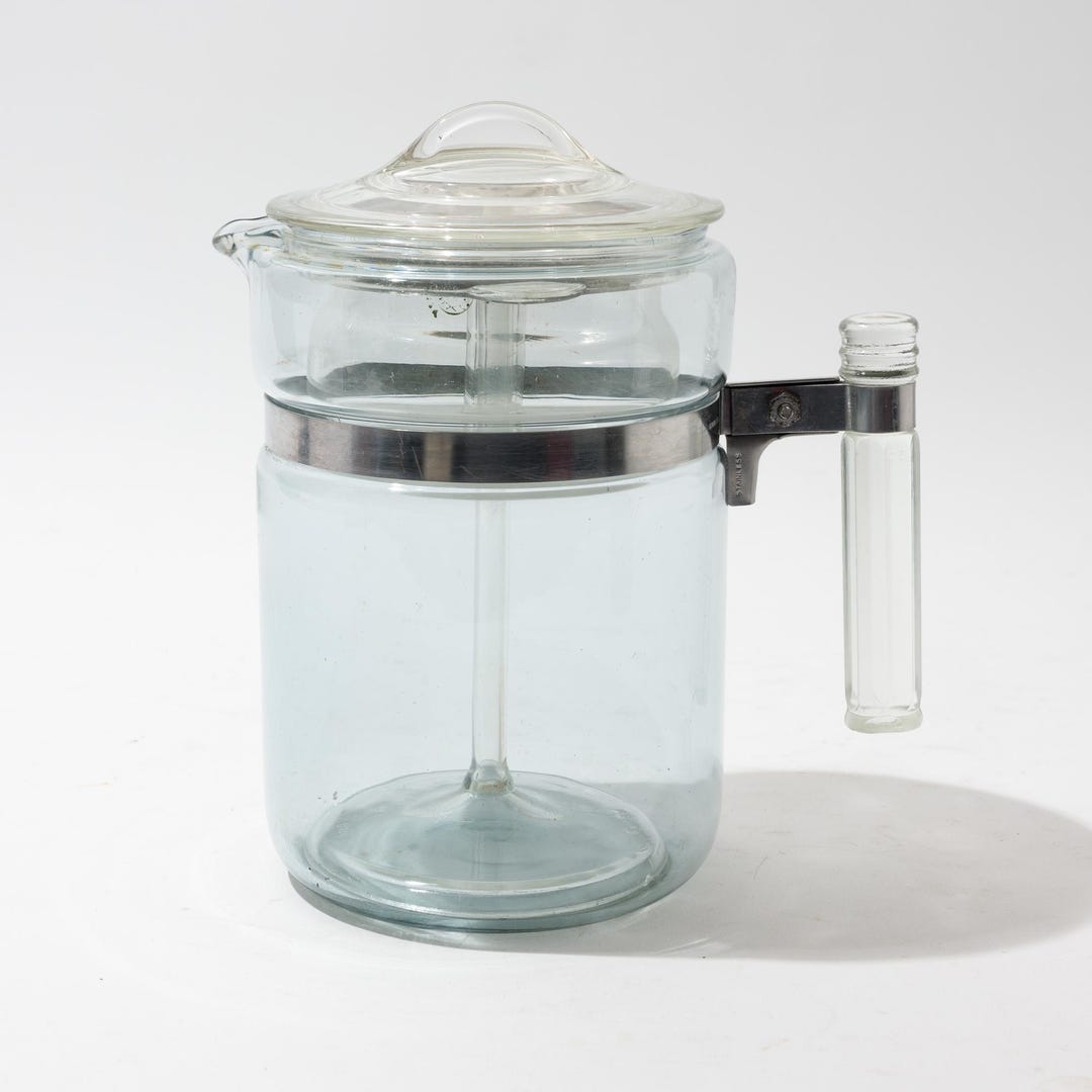 Pyrex 6 Cup Percolator, Flameware, Glass Basket and Pump, Blue Tinted ...