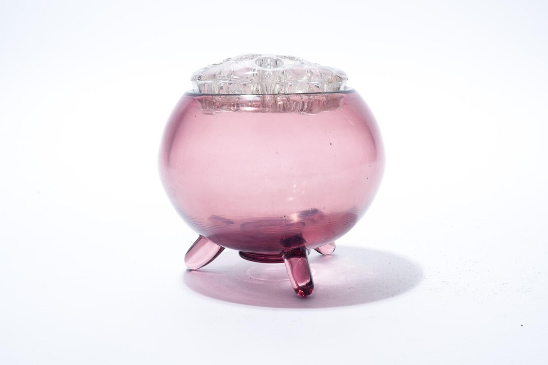 Vintage Amethyst Glass Flower Frog, Viking, Flowerlite, Purple, AS IS ...