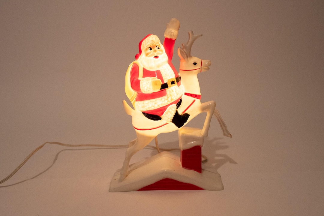 Vintage Hi, Ho Santa, Rooftop Santa, Lighted Display, 10.5 Inches Tall ...