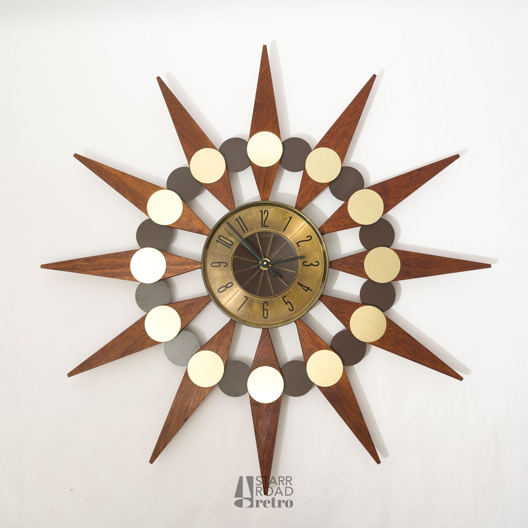 Mid Century Starburst Clock, Wall Clock, Elgin, Works - Etsy
