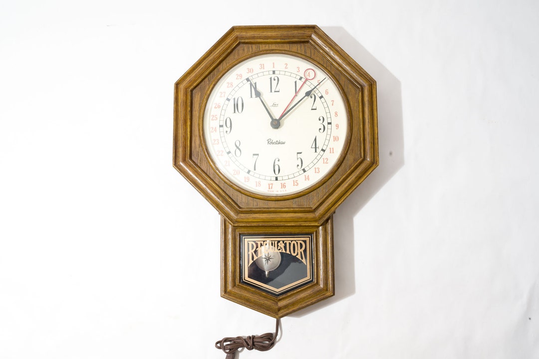 Vintage Regulator Style Wall Clock, Robert Shaw, Lux, Wall Mount W ...