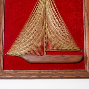 Vintage String Art Sailboat, Framed Wall Art, Handcrafted, Gold and Red, Walnut, 1970s - Etsy