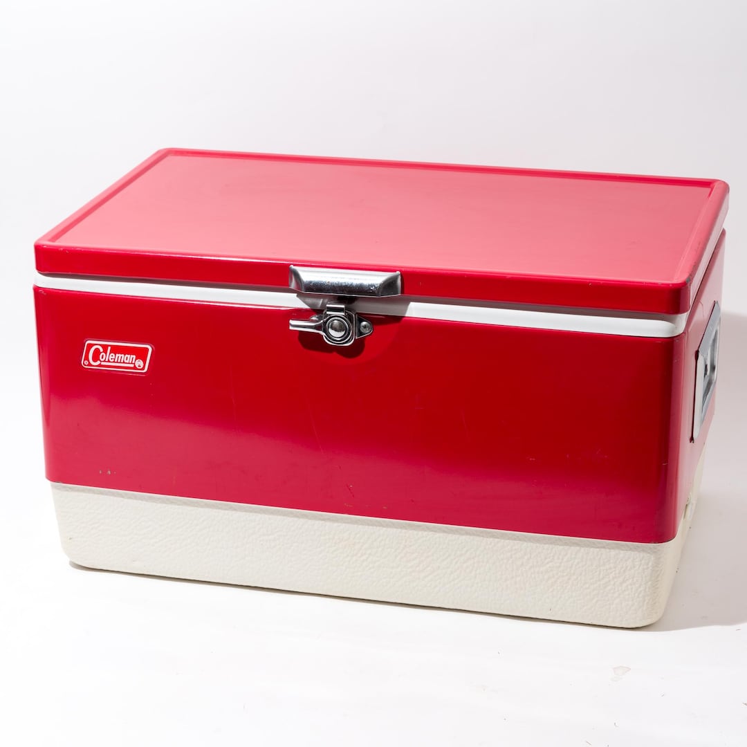 Vintage Coleman Cooler, Ice Chest, Belted Metal, Red, 1970s - Etsy