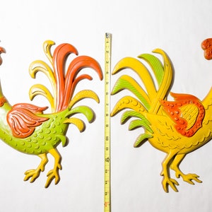 Vintage Mid Century Wall Mount Chicken Plaques, Sexton, Hen and Rooster ...