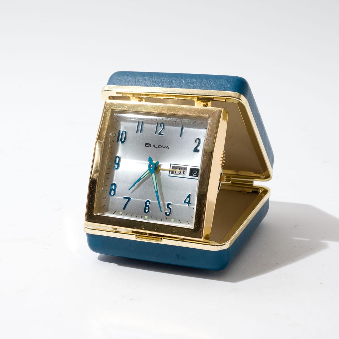 Vintage Bulova Travel Alarm Clock, Blue, Works - Etsy
