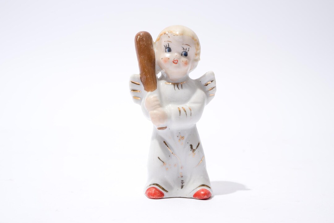Vintage Angel With Baseball Bat Figurine, Japan - Etsy