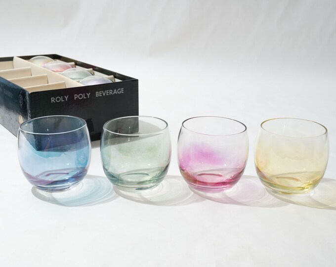 Midcentury Roly Poly Glasses, Gem Tone, Federal Glass, Set of 8 - Etsy