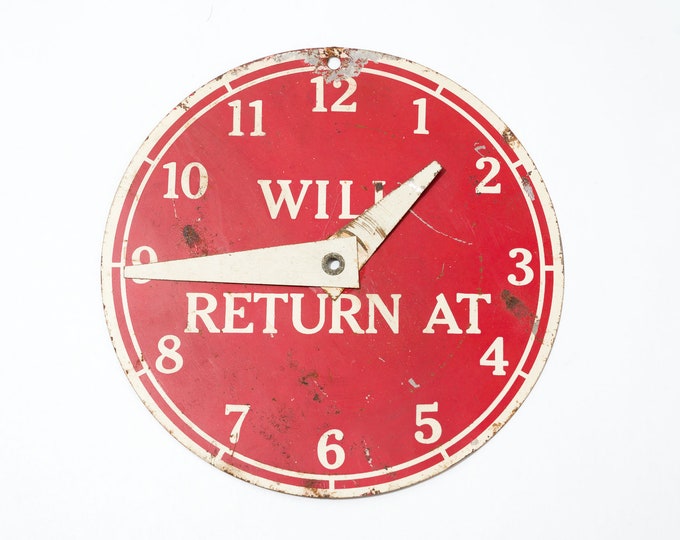 Vintage Door Sign, will Return At and open Come In Flip Sign, Clock ...