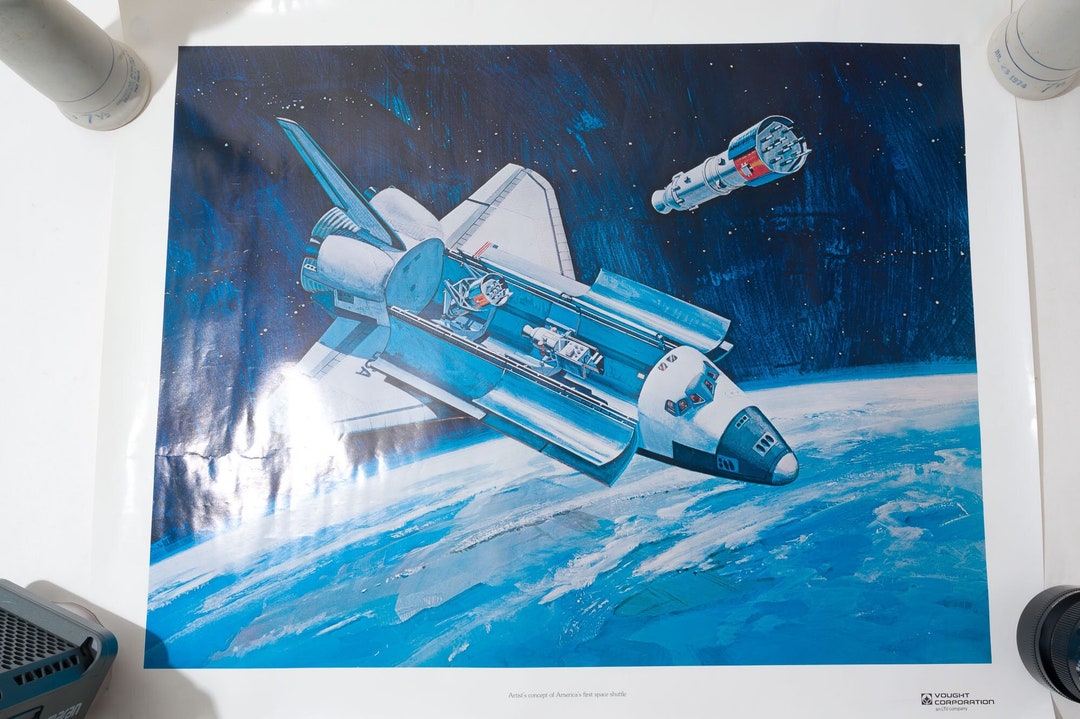 Retro Space Poster, Space Shuttle, Artist Concept, LTV, Vought ...