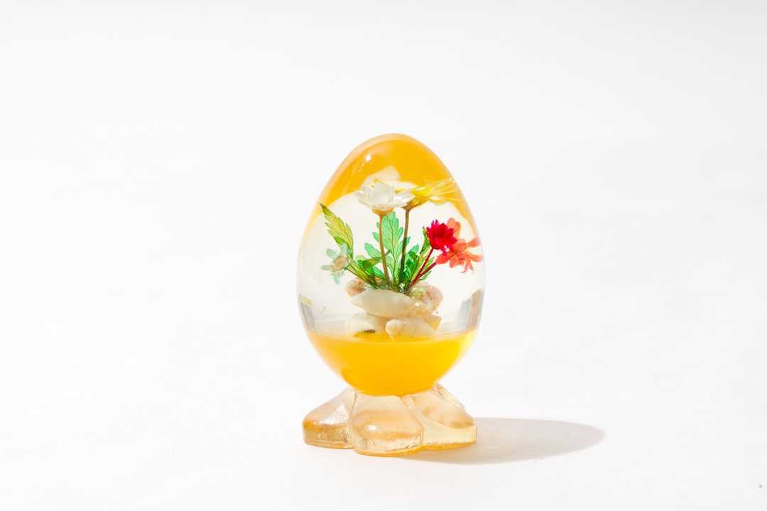 Vintage Lucite Egg Figurine, Paperweight, Sea Shell and Flowers - Etsy
