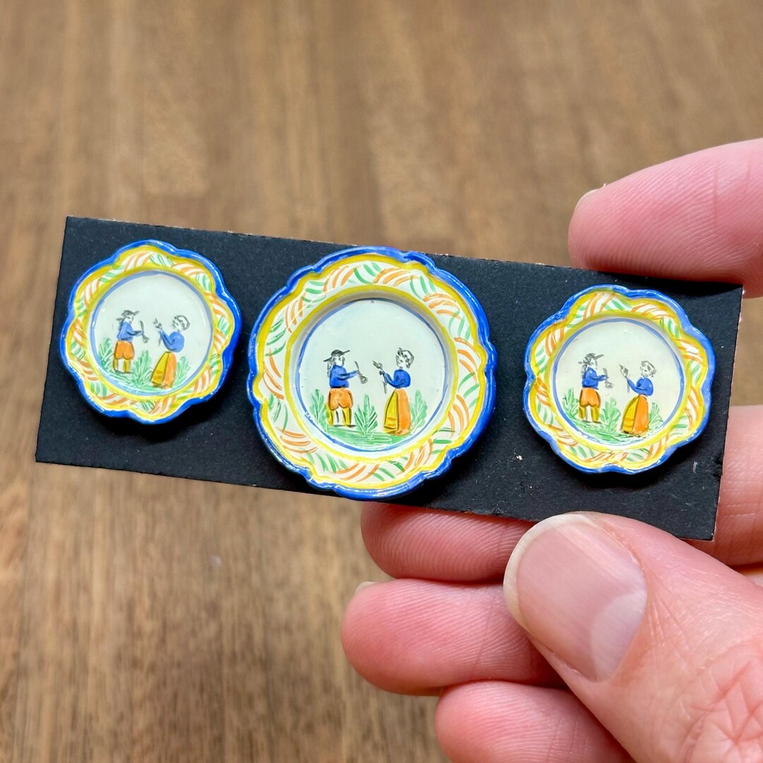 Miniature Hand Painted Quimper Set of Plates, 1/12 Scale - Etsy