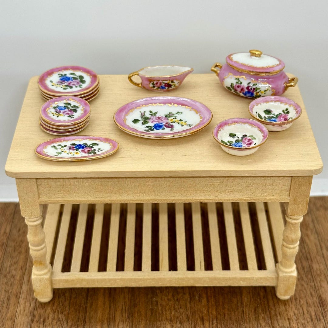 Miniature Hand Painted Set of Dinnerware, 1/12 Scale - Etsy