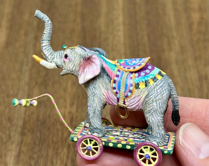 Miniature Hand Painted Amanda Skinner Toy Elephant, 1/12 Scale - Etsy