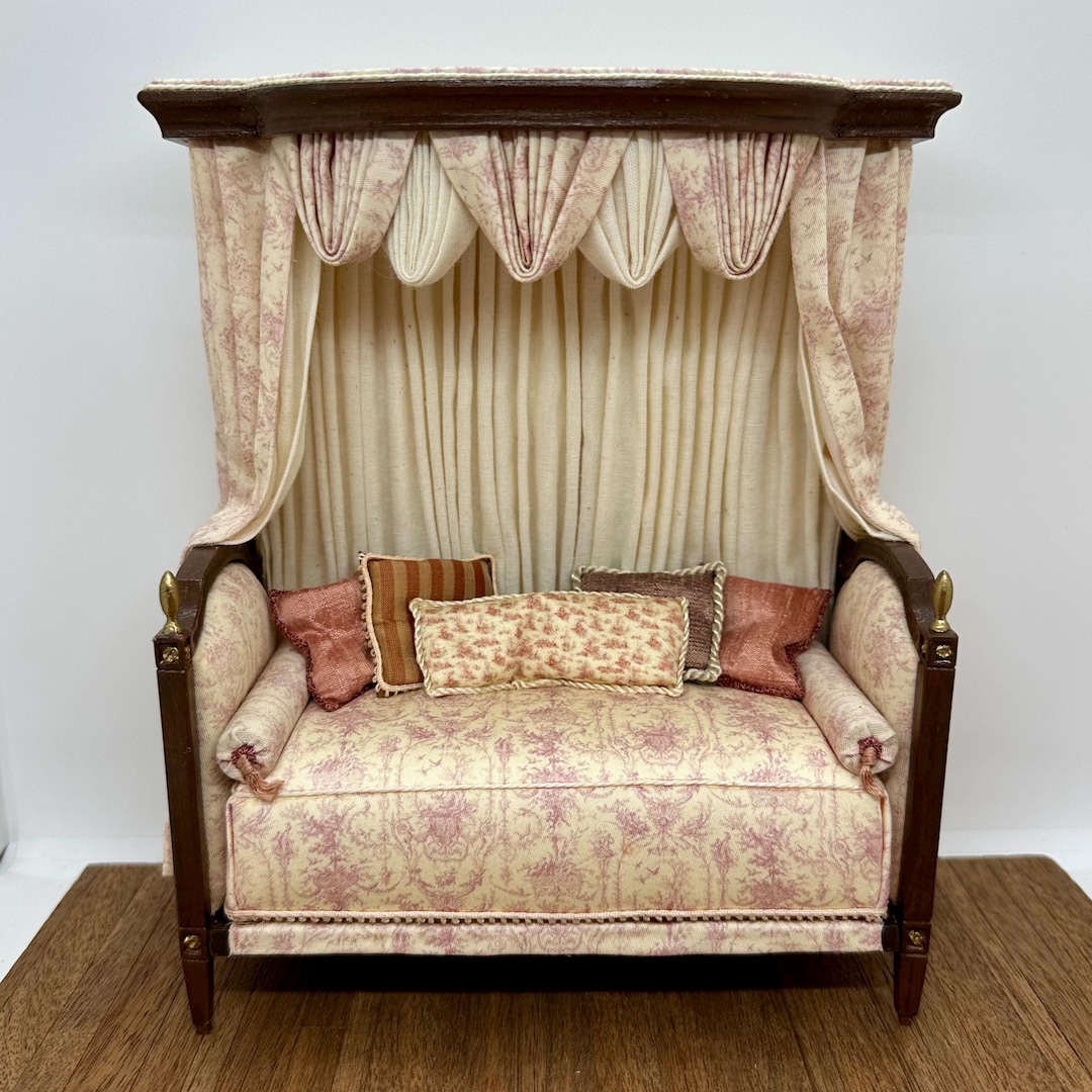 Miniature Handmade June Clinkscales French Canopied Daybed , 1/12 Scale ...