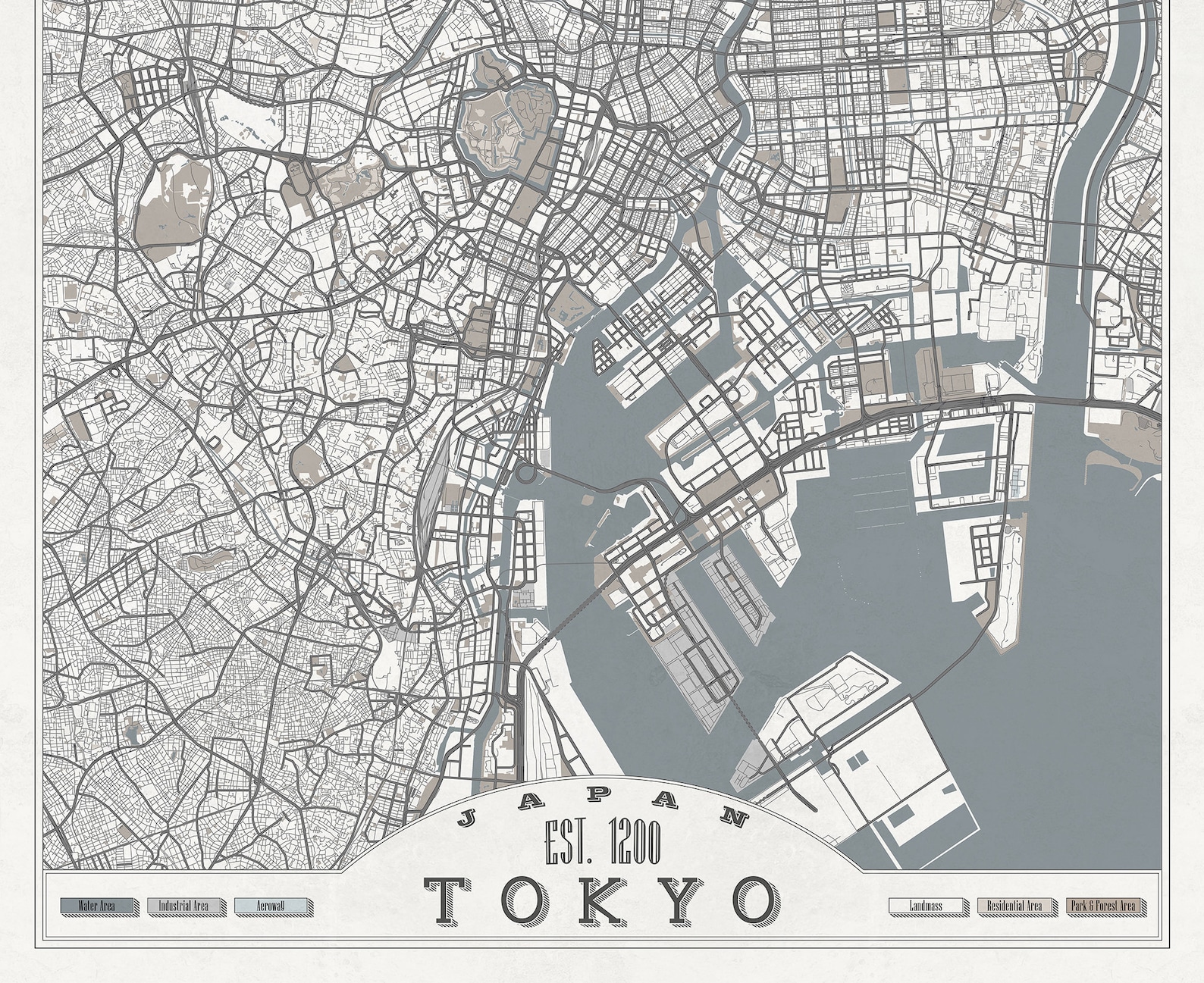 TOKIO Japón Mapa de lienzo Mapa de la ciudad de Tokio Cartel | Etsy