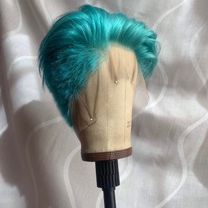 Boy Men Cut Shaved Blue Teal Full Lace Human Hair Wig - Etsy