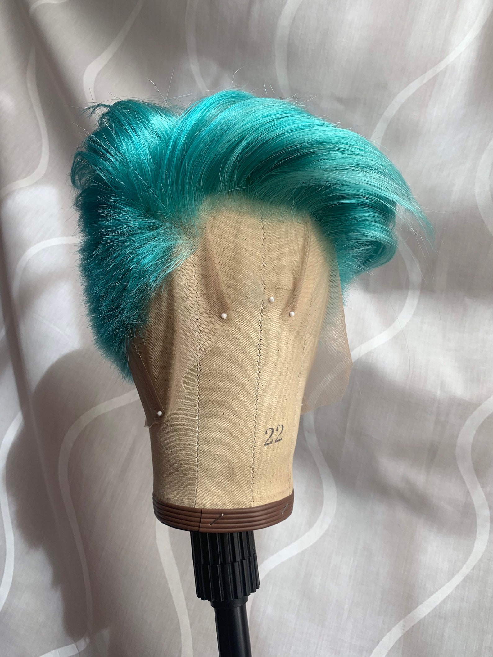 Boy Men Cut Shaved Blue Teal Full Lace Human Hair Wig - Etsy