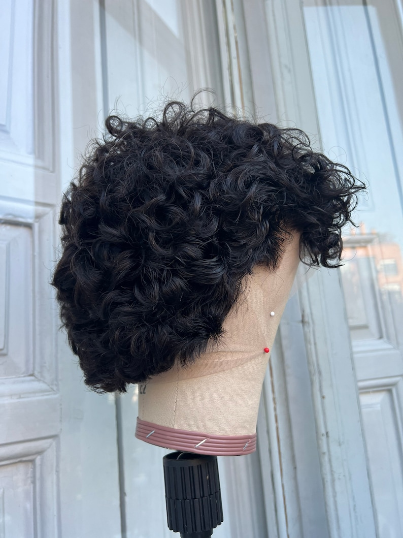 Curly Natural Black Human Hair Full Lace Men Wig - Etsy