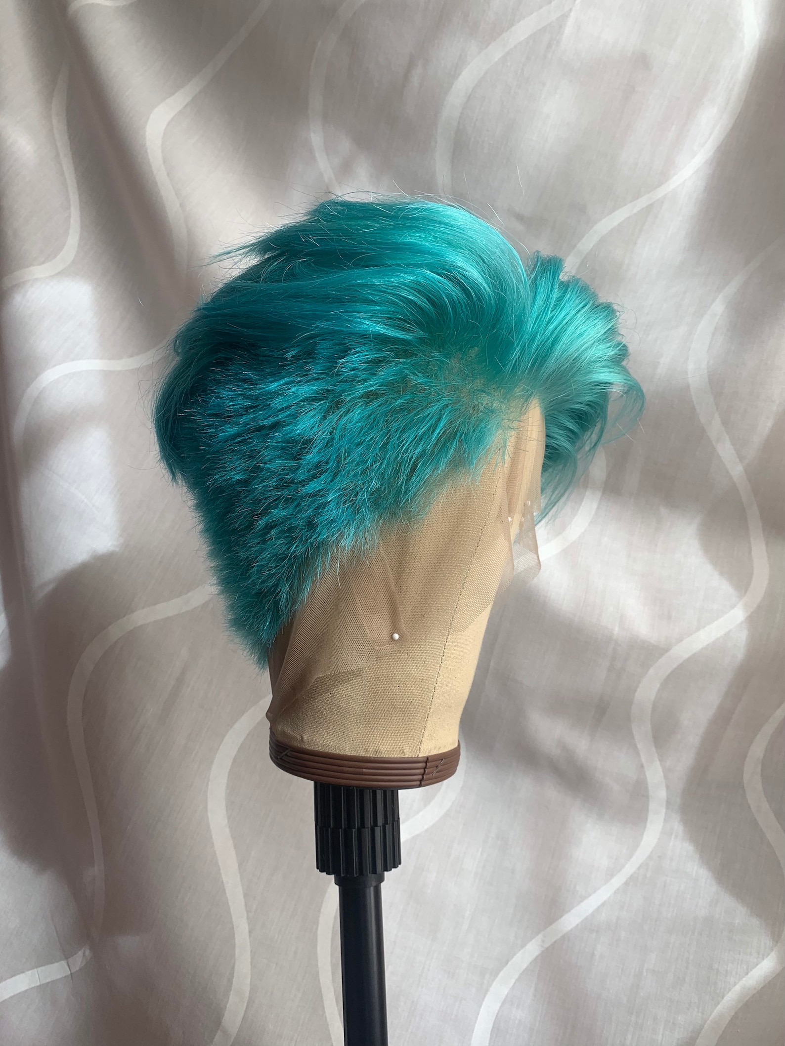 Boy Men Cut Shaved Blue Teal Full Lace Human Hair Wig - Etsy