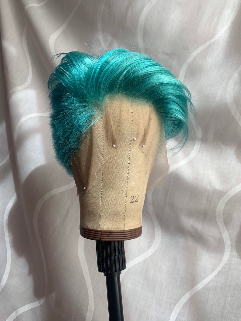 Boy Men Cut Shaved Blue Teal Full Lace Human Hair Wig - Etsy