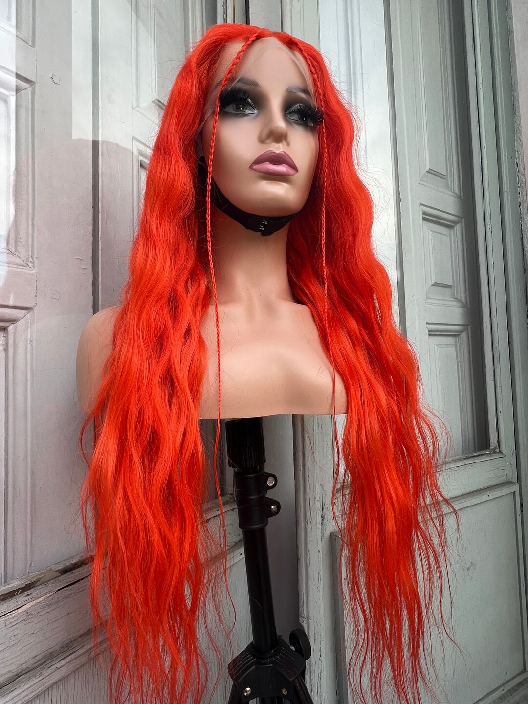 Bright Orange Lace Front Human Hair Wig - Etsy